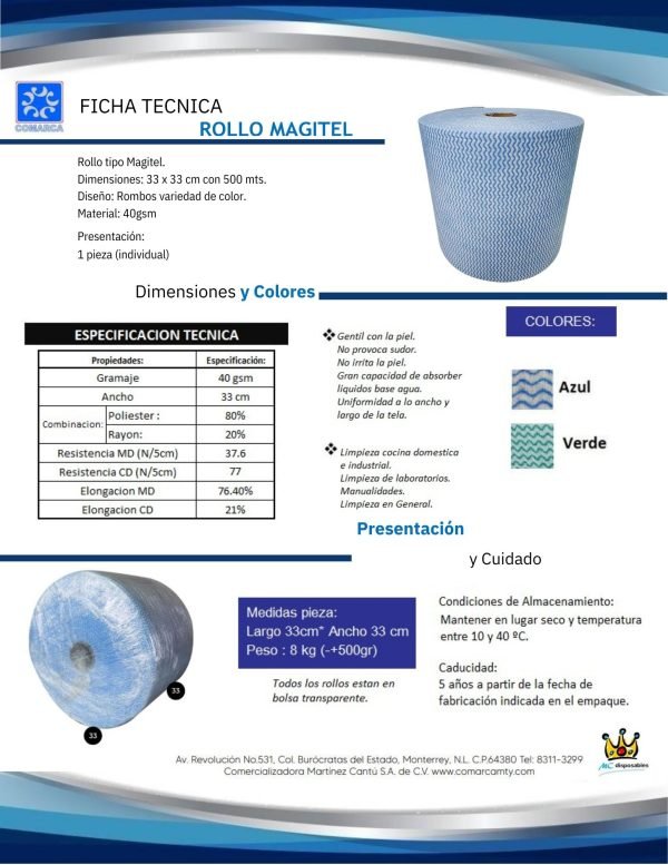 Rollo de Tela Tipo Magitel - COMARCA