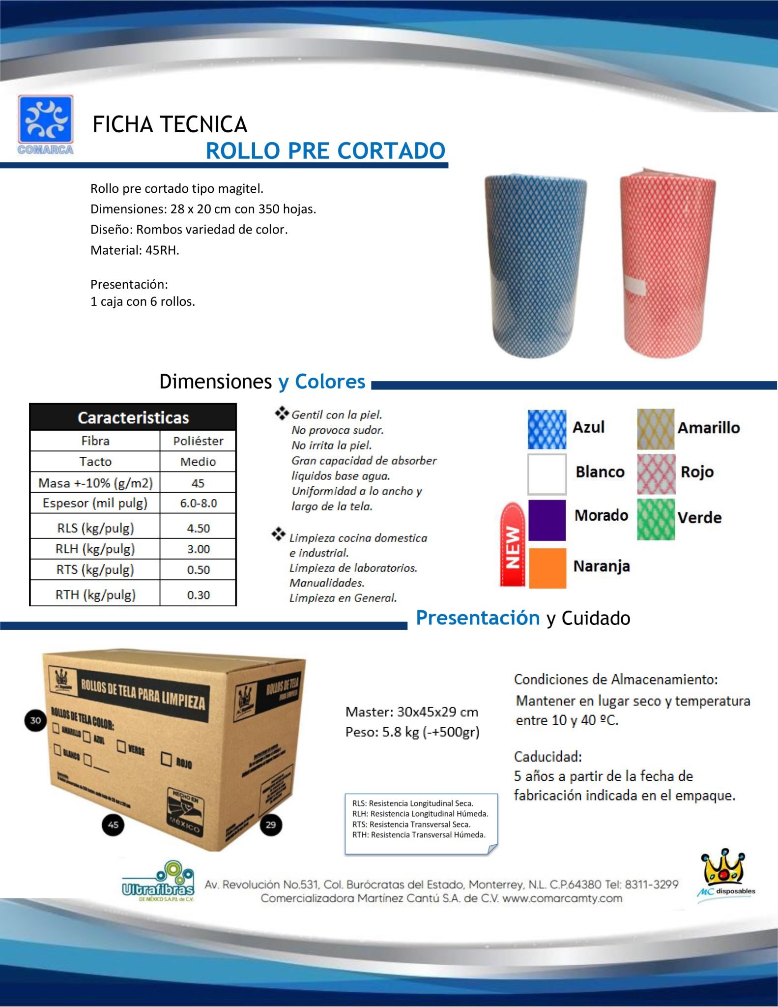 Rollo Precortado de Tela Tipo Magitel - COMARCA